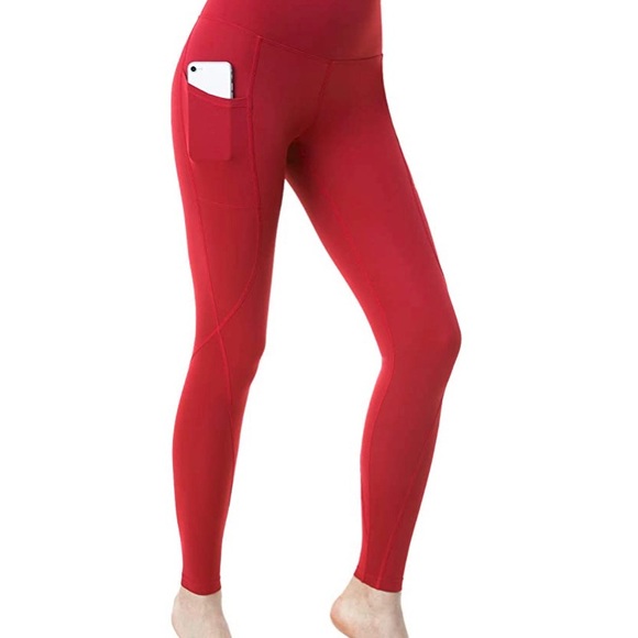 Tsla | Pants & Jumpsuits | Red Yoga Pants Leggings | Poshmark